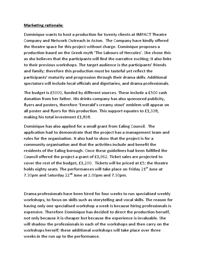 Marketing Rationale:: ST ND | PDF