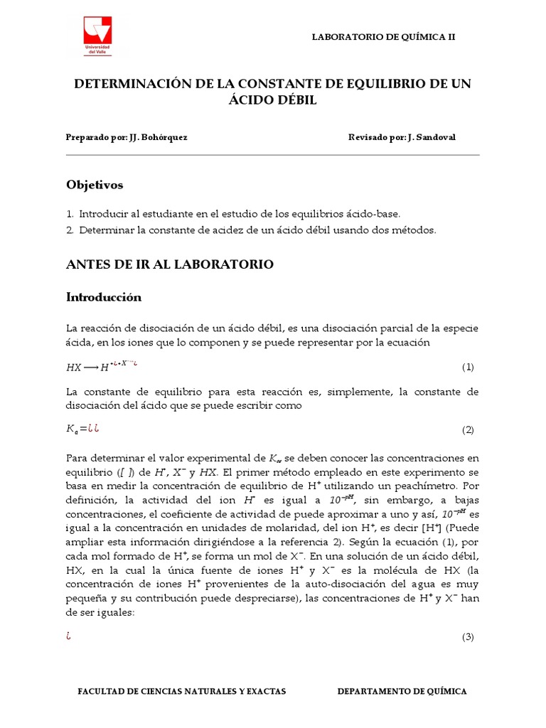 Experimento III - Sistemas Ácido Base | PDF | Equilibrio químico | Ph