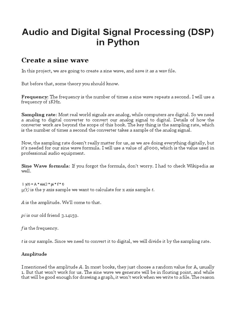 Audio and Digital Signal Processing | PDF | Discrete Fourier Transform | Sampling (Signal ...