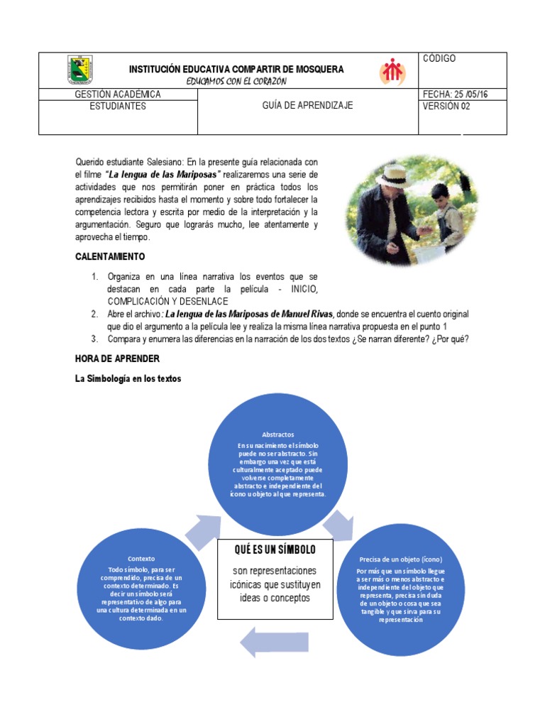 Actividades sobre "La lengua de las mariposas" | PDF | Los símbolos ...