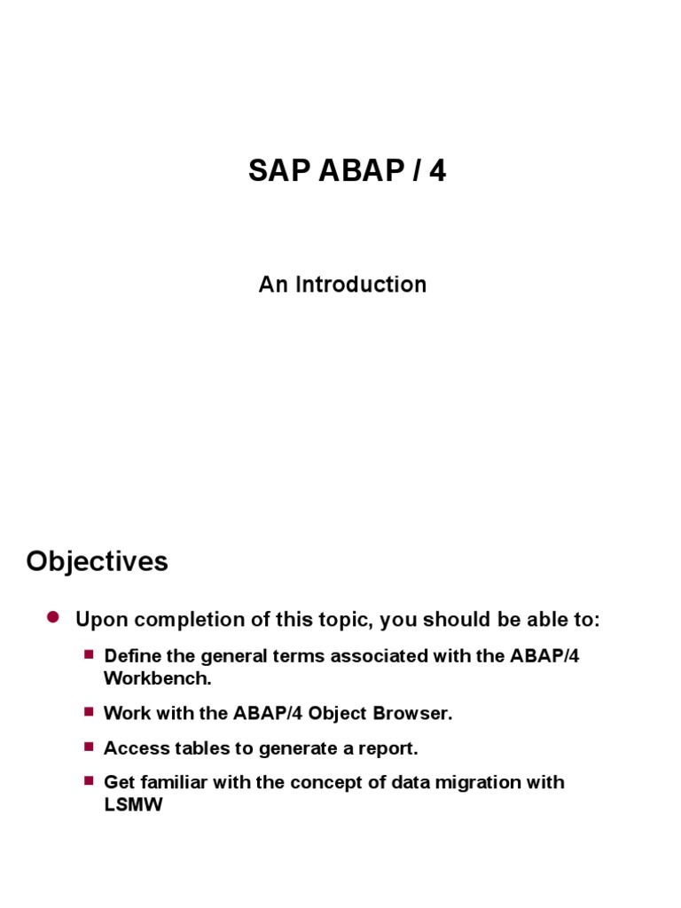Sap Abap 4 An Introduction Pdf Software Engineering Computer Data