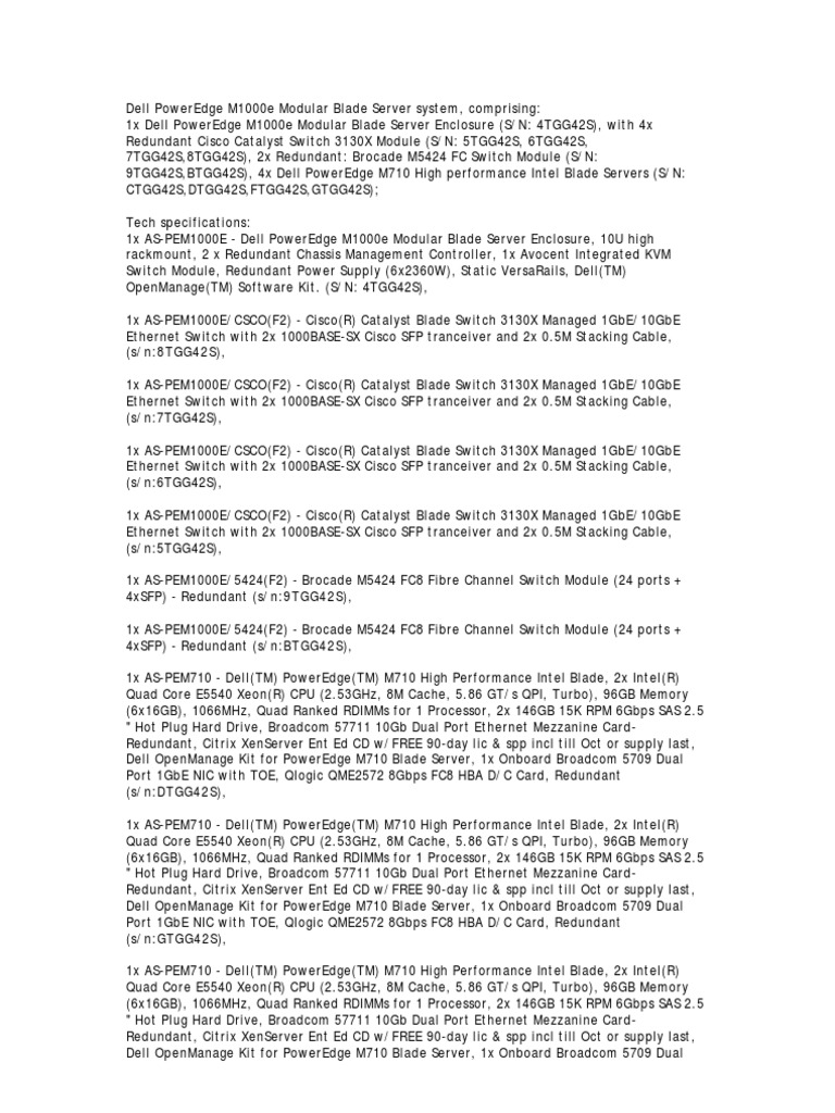 Dell PowerEdge M1000e & 4 Blades Full Specifications | Download Free ...