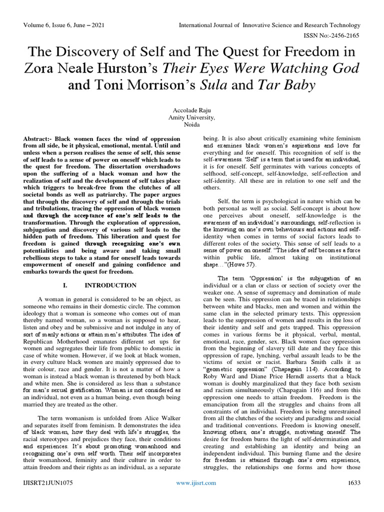 The Discovery of Self and The Quest For Freedom in Zora Neale Hurston's ...