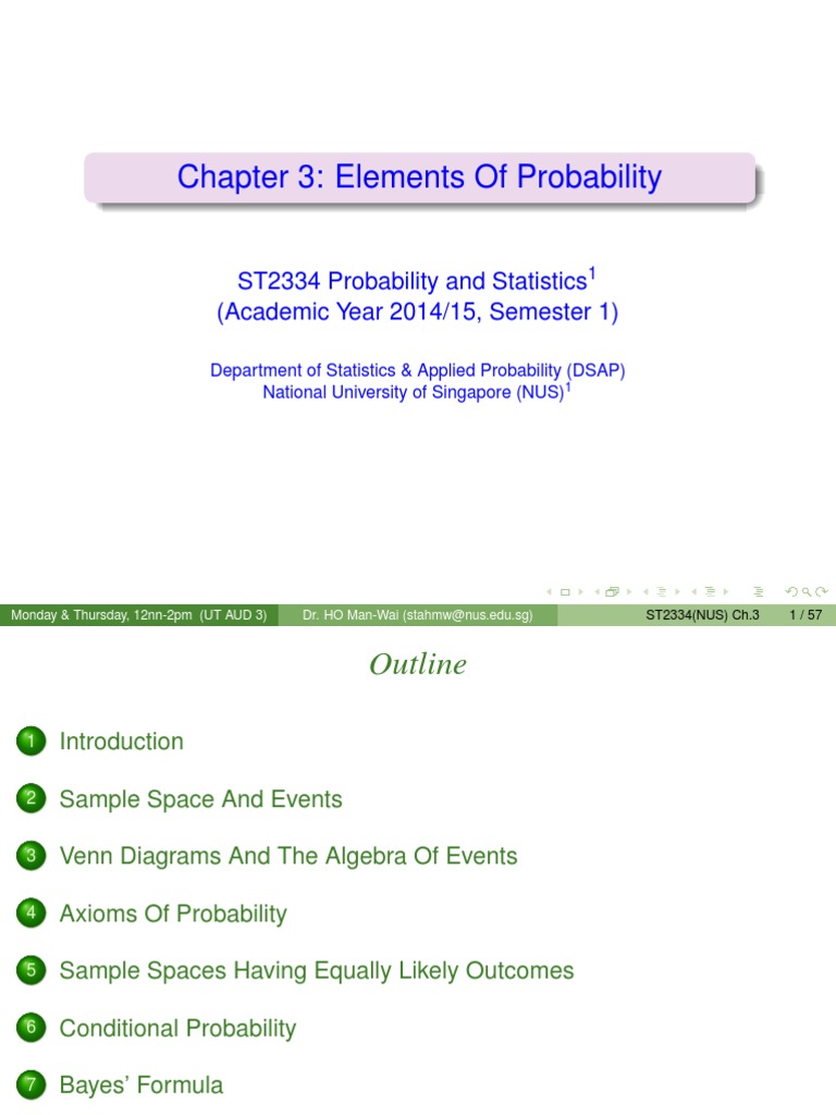 Chapter 3: Elements of Probability: ST2334 Probability and Statistics ...