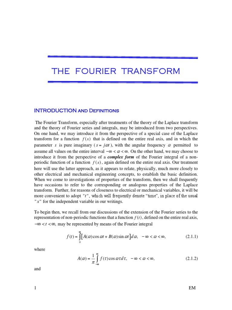 Fourier Transforms | Download Free PDF | Fourier Transform | Spectral Density
