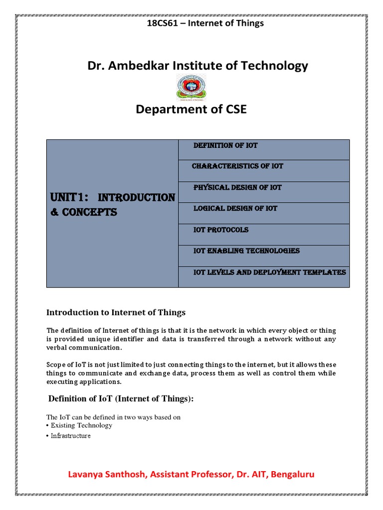 Dr. Ambedkar Institute of Technology: Unit1 | PDF | Internet Of Things ...