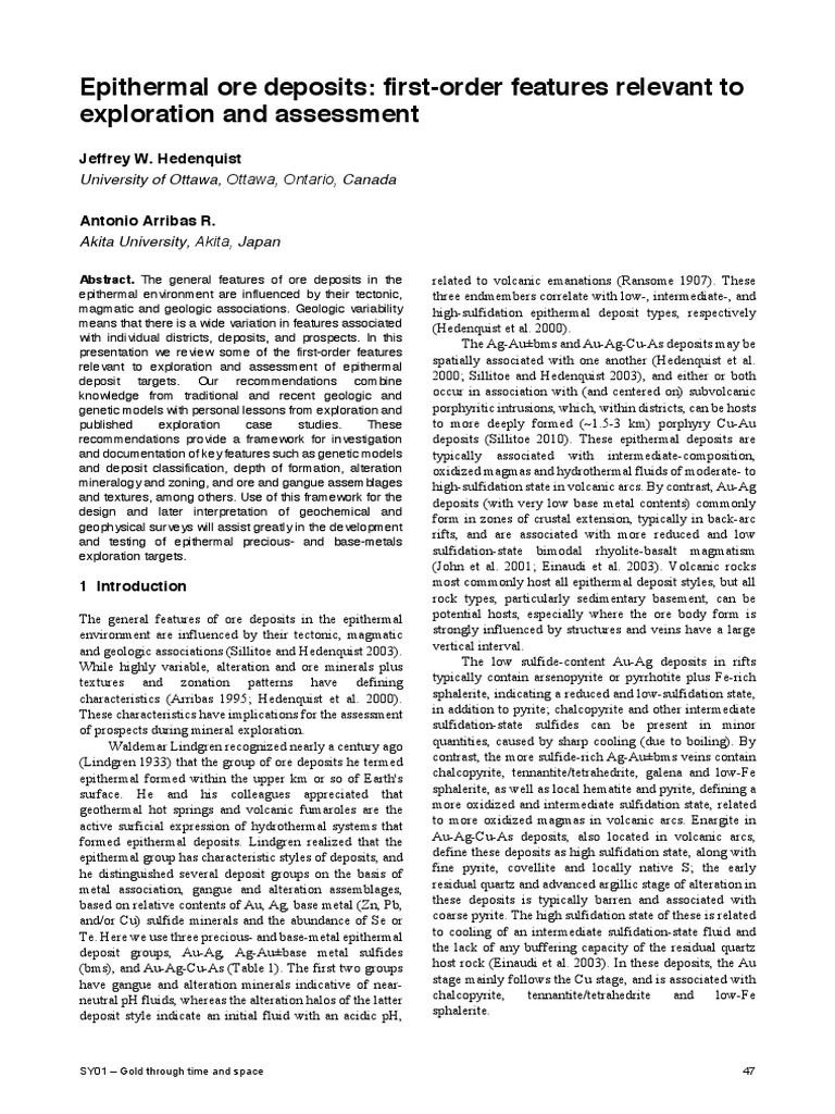 Hedenquist Arribas 2017 | PDF | Minerals | Mineralogy