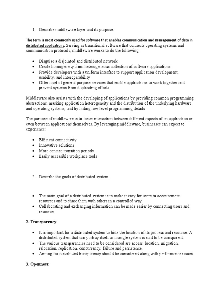 Describe Middleware Layer and Its Purpose | PDF | Distributed Computing | System