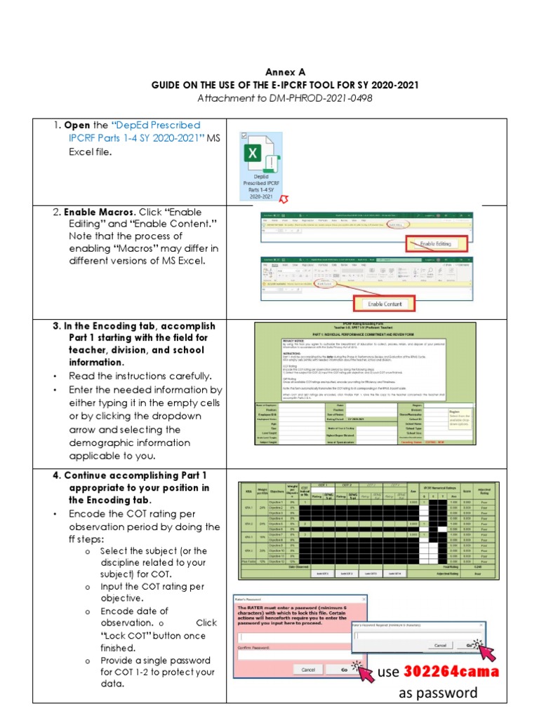 Instructions On The Use of The e IPCRF For SY 2020 2021 1 | PDF ...