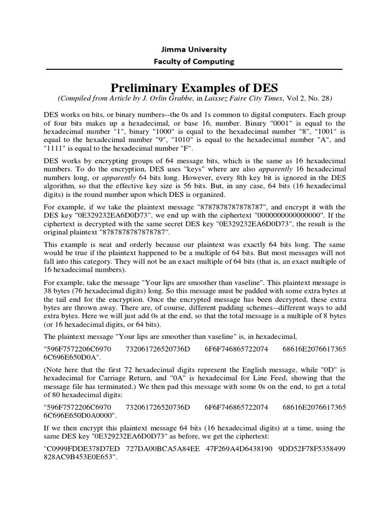 Example of DES | PDF | Encryption | Mathematics