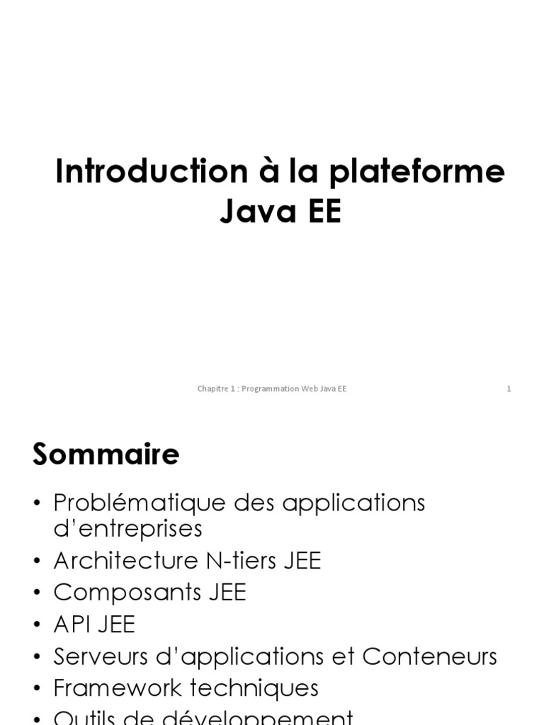 Introduction à Java EE et ses Composants | PDF | Java (Langage de programmation) | Programmation web