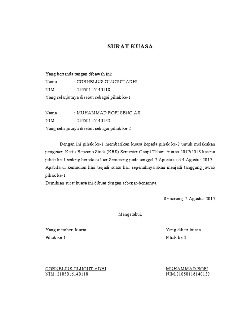 Surat Kuasa KRS | PDF