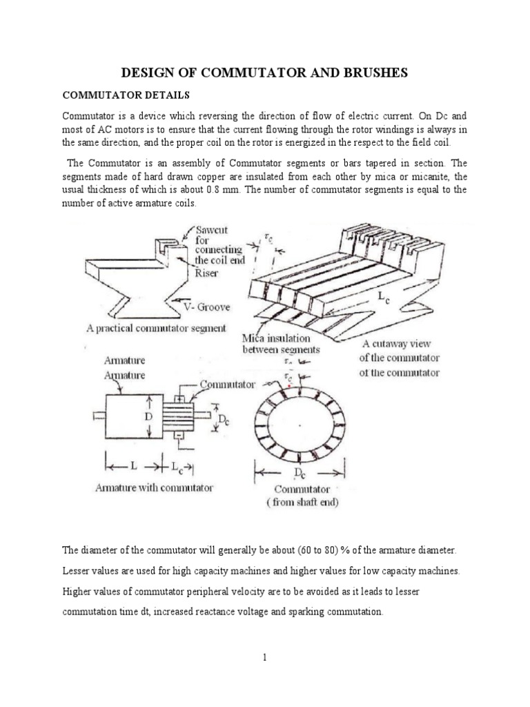 Design of Commutator and Brushes | PDF | Quantity | Components