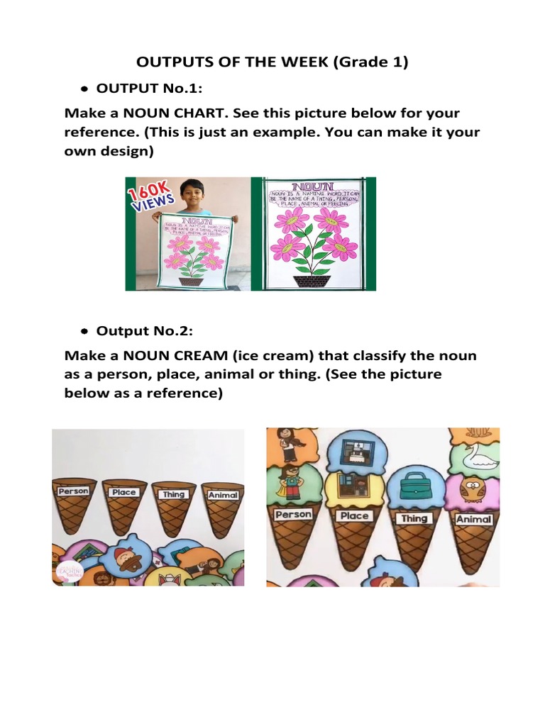 Outputs of The Week (Grade 1) : OUTPUT No.1 | PDF | Games & Activities ...