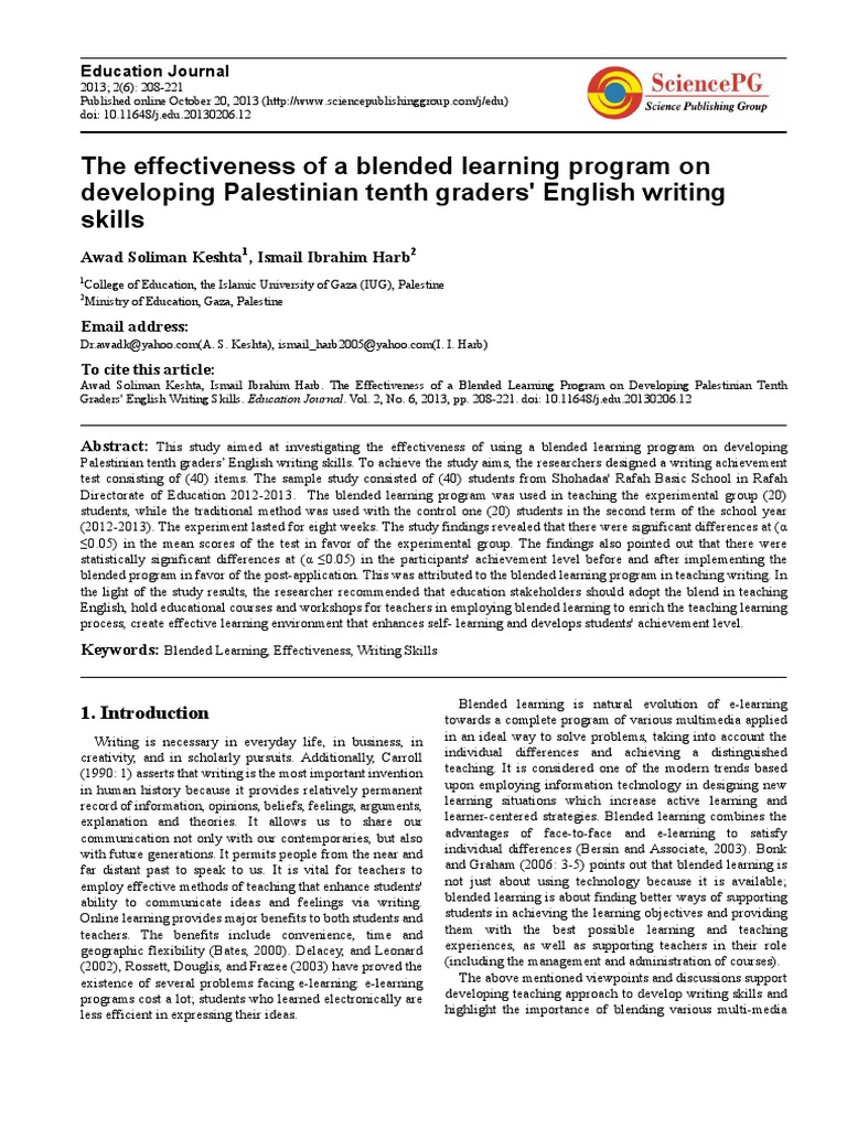 The Effectiveness of A Blended Learning | PDF | Educational Technology | Learning