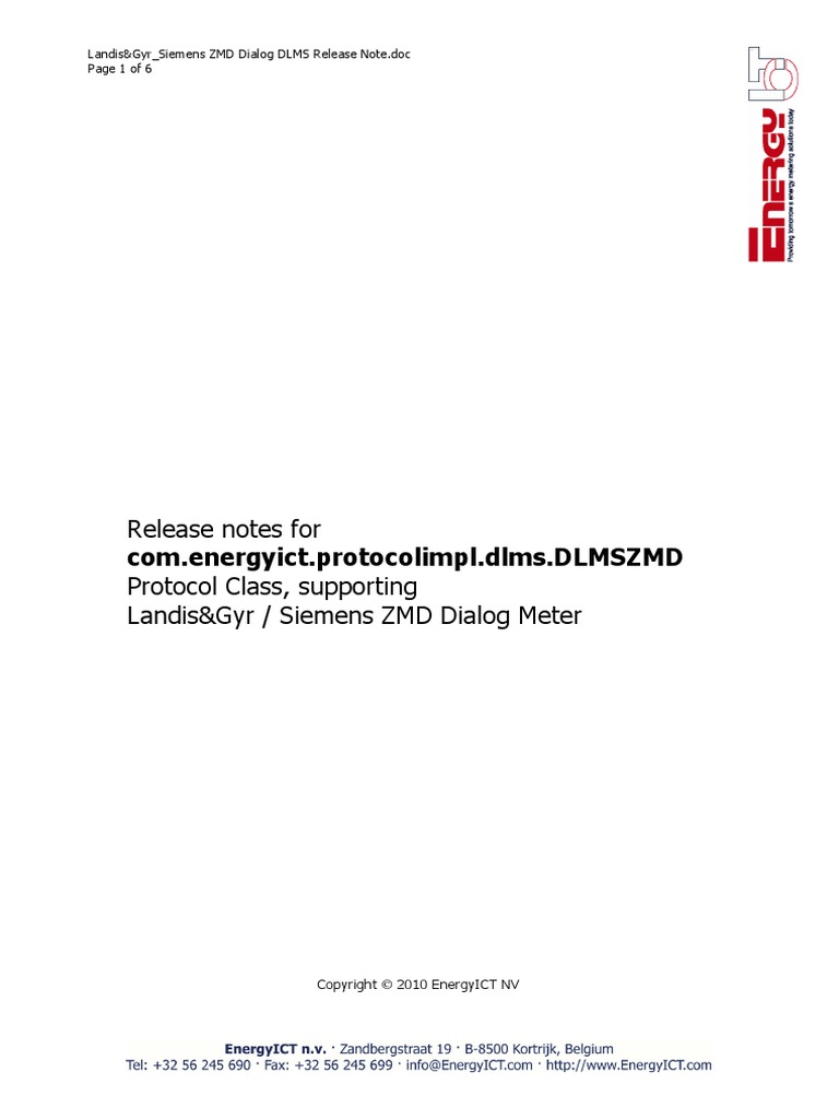 Release Notes For Com - Energyict.protocolimpl - DLMS.DLMSZMD Protocol ...
