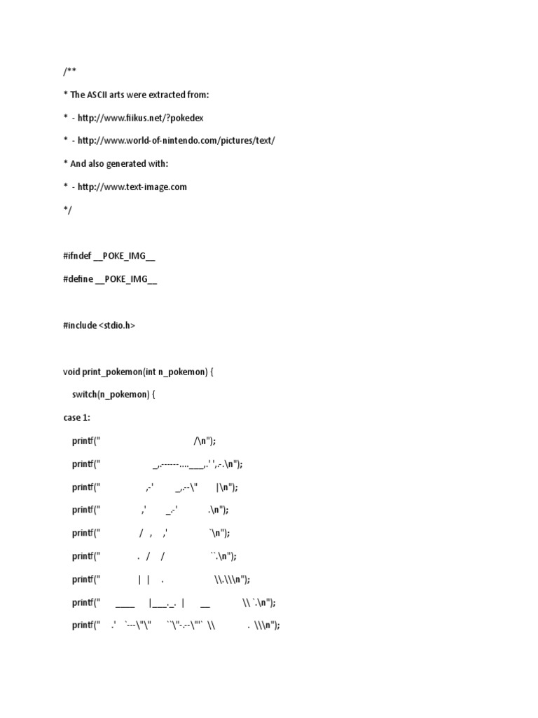 Representing Pokemon in ASCII Art: A Guide to Printing Pokemon Images ...