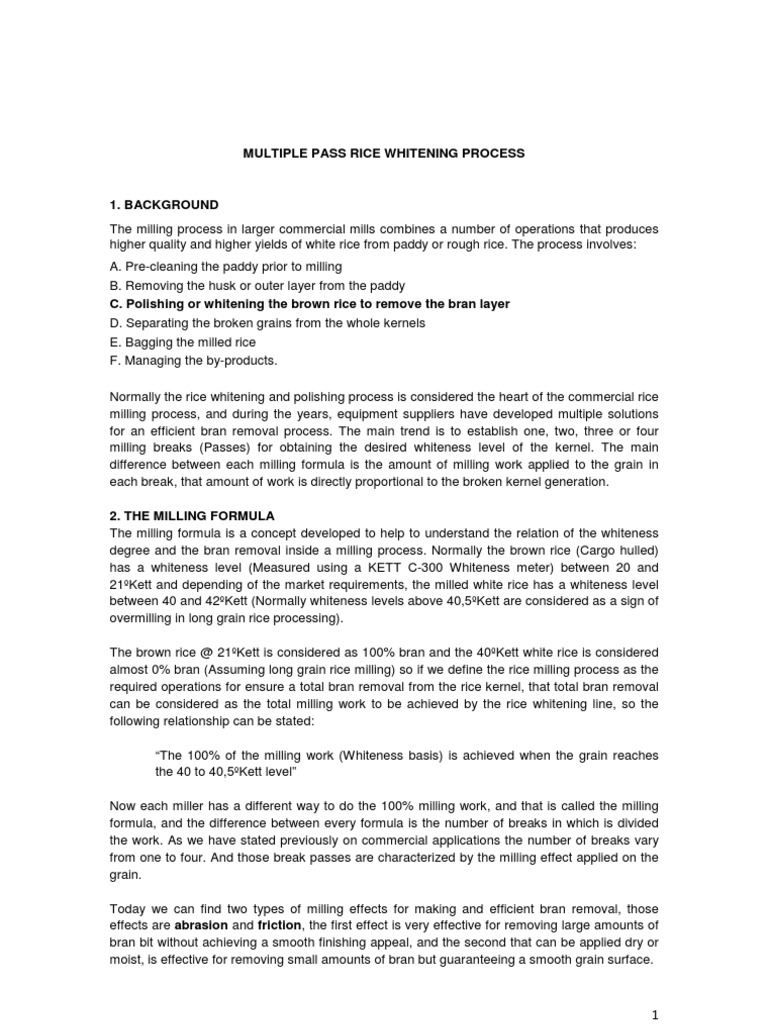 Rice Milling: Multi-Pass Techniques | PDF | Rice | Mill (Grinding)