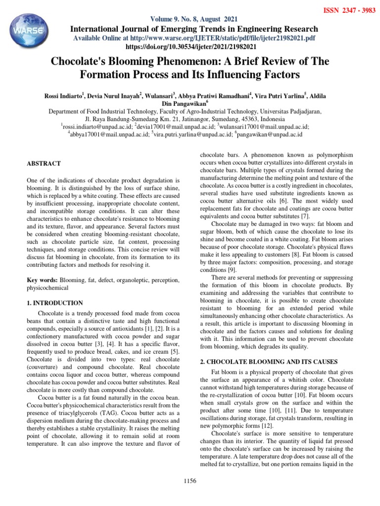 Chocolate's Blooming Phenomenon: A Brief Review of The Formation ...