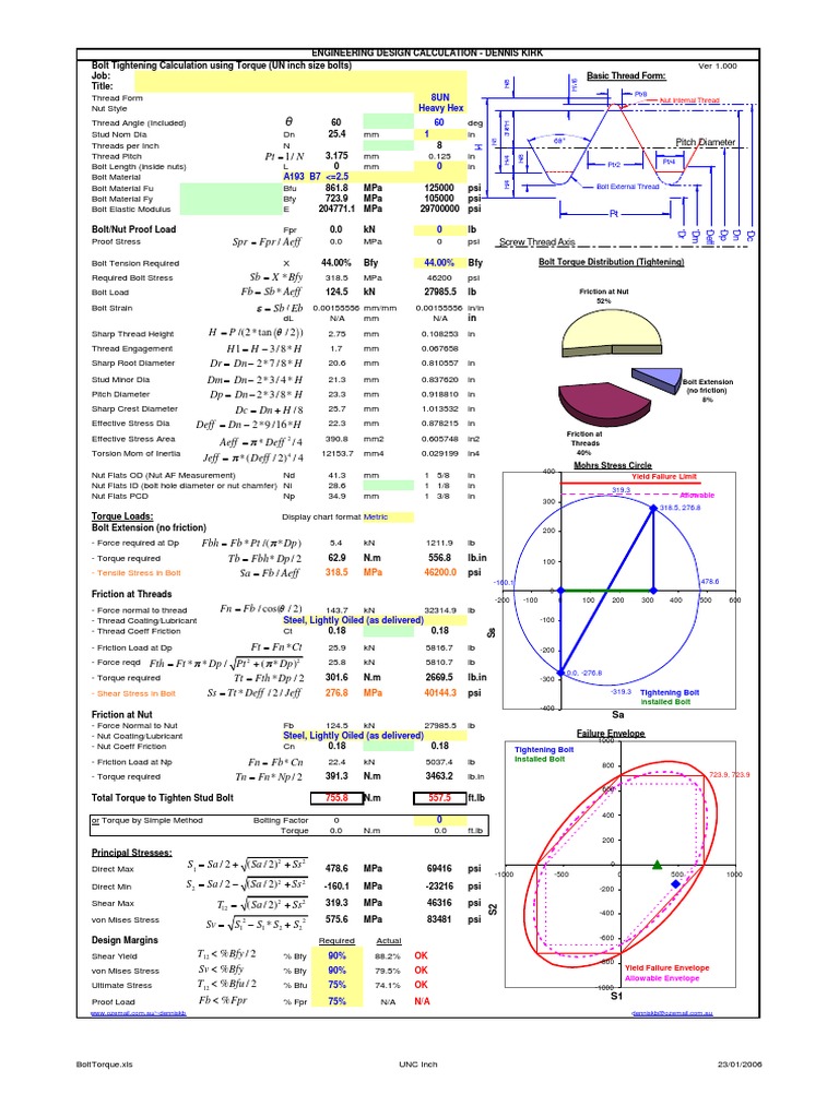 Bolt Torque Spreadsheet | PDF | Screw | Nut (Hardware)