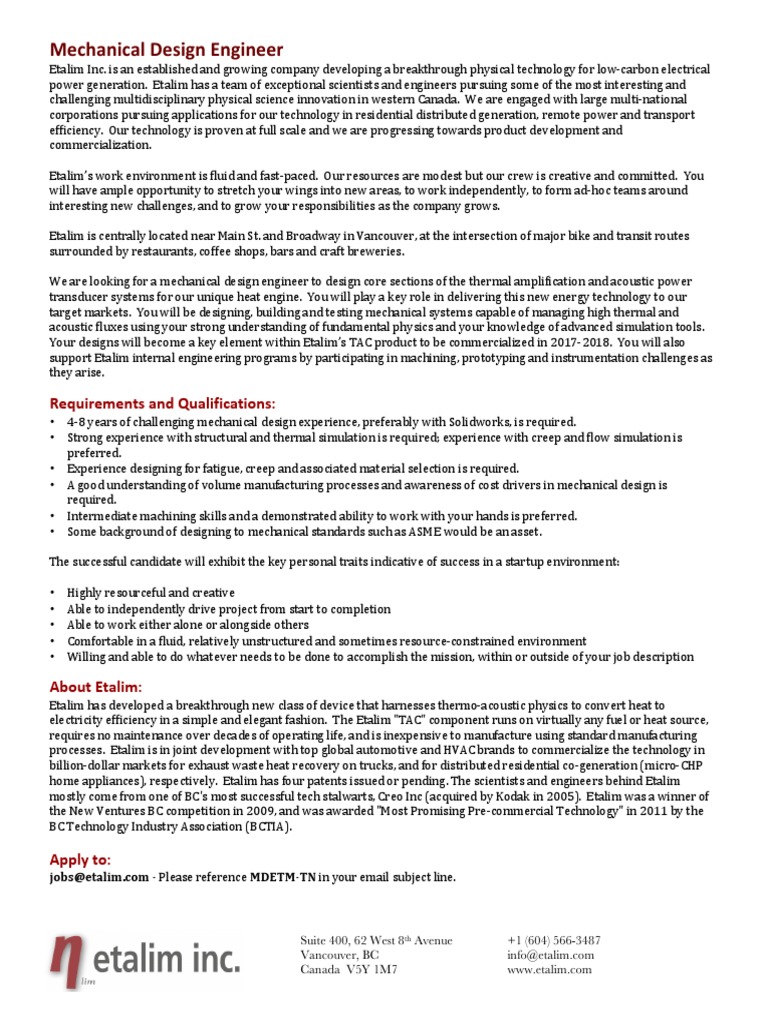 Mechanical Design Engineer: Requirements and Qualifications | Download ...