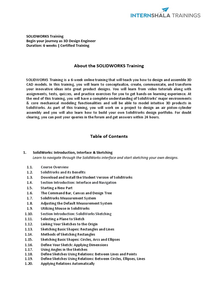 About The SOLIDWORKS Training | PDF | Computing