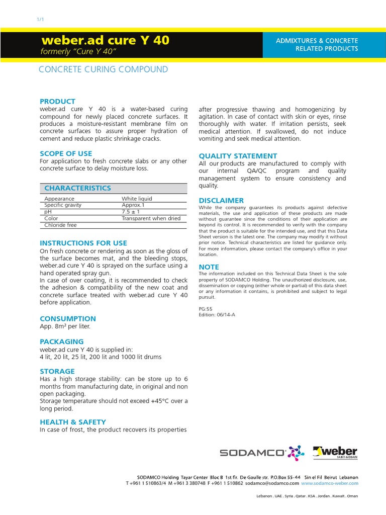 Weber - Ad Cure Y 40-recto-SW | PDF | Concrete | Civil Engineering