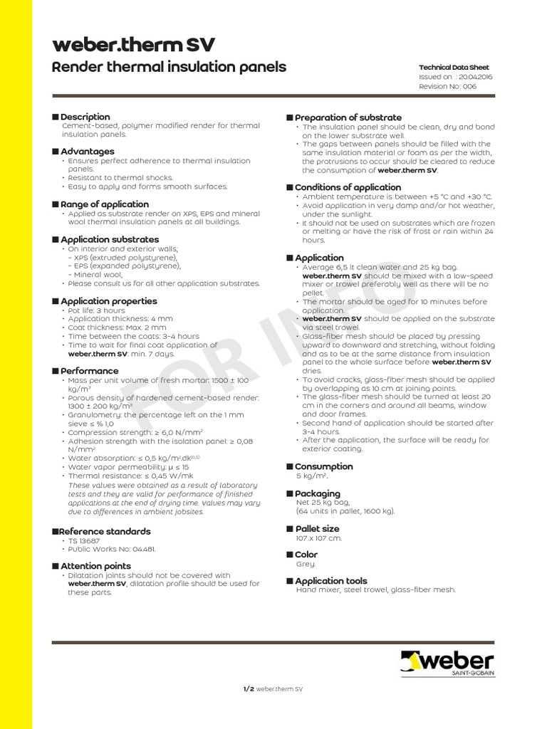 Weber - Therm SV EN Rev 006 | PDF | Polystyrene | Thermal Insulation