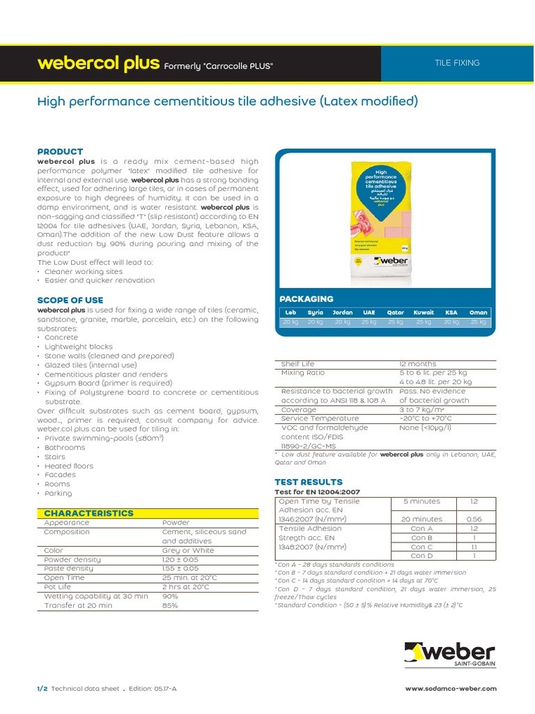 Col Plus: High Performance Cementitious Tile Adhesive (Latex Modified ...