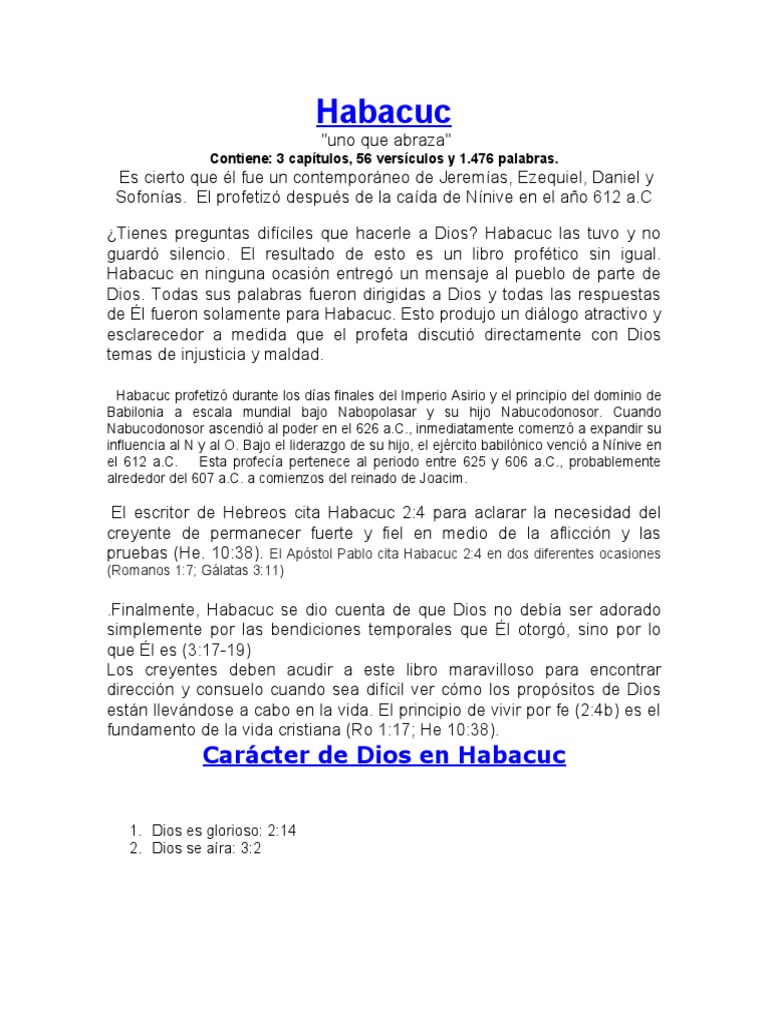 Un diálogo atractivo y esclarecedor: El libro del profeta Habacuc | PDF ...
