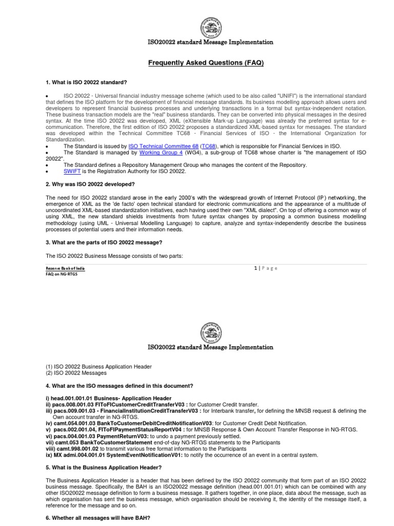 FAQ For ISO20022-26072013 | PDF | Web Application | World Wide Web