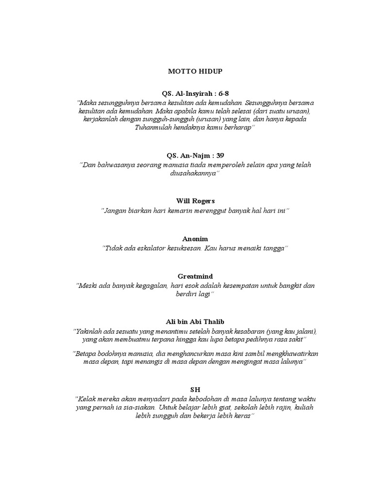 Motto Hidup | PDF