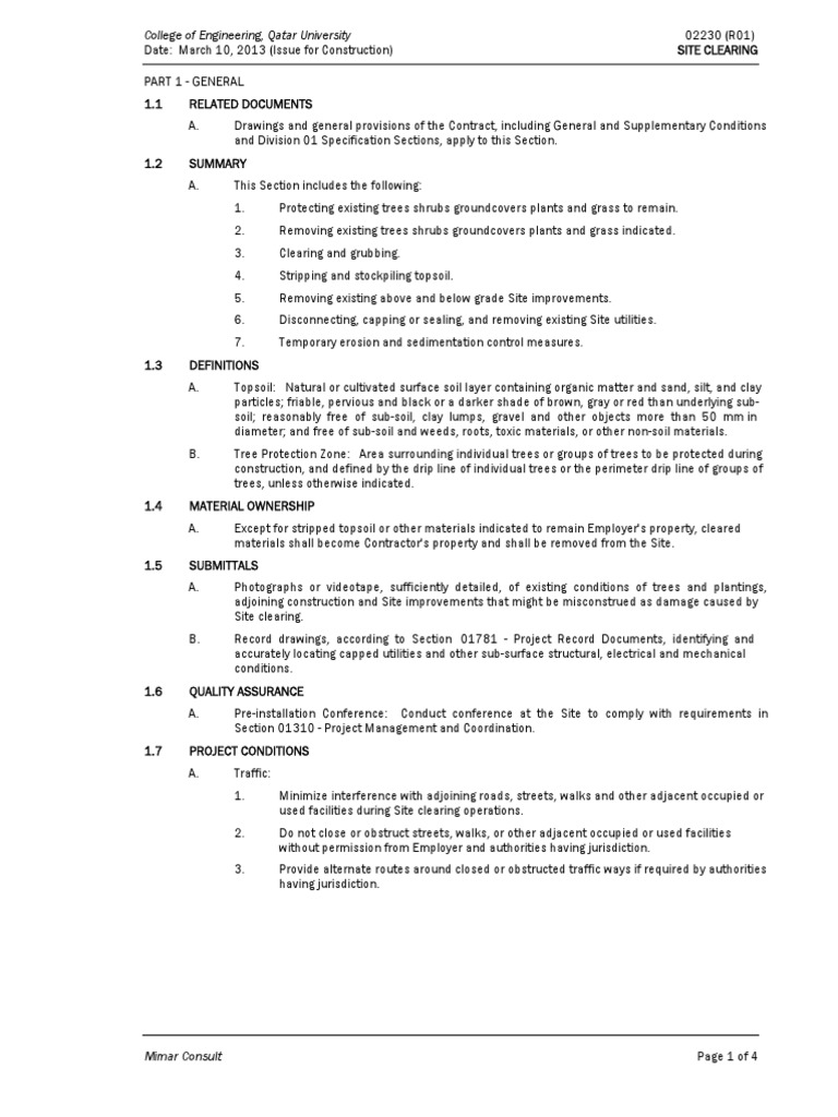 Site Clearing | PDF | Topsoil | Erosion