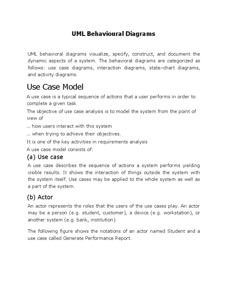 Use Case Model: UML Behavioural Diagrams | Download Free PDF | Use Case ...