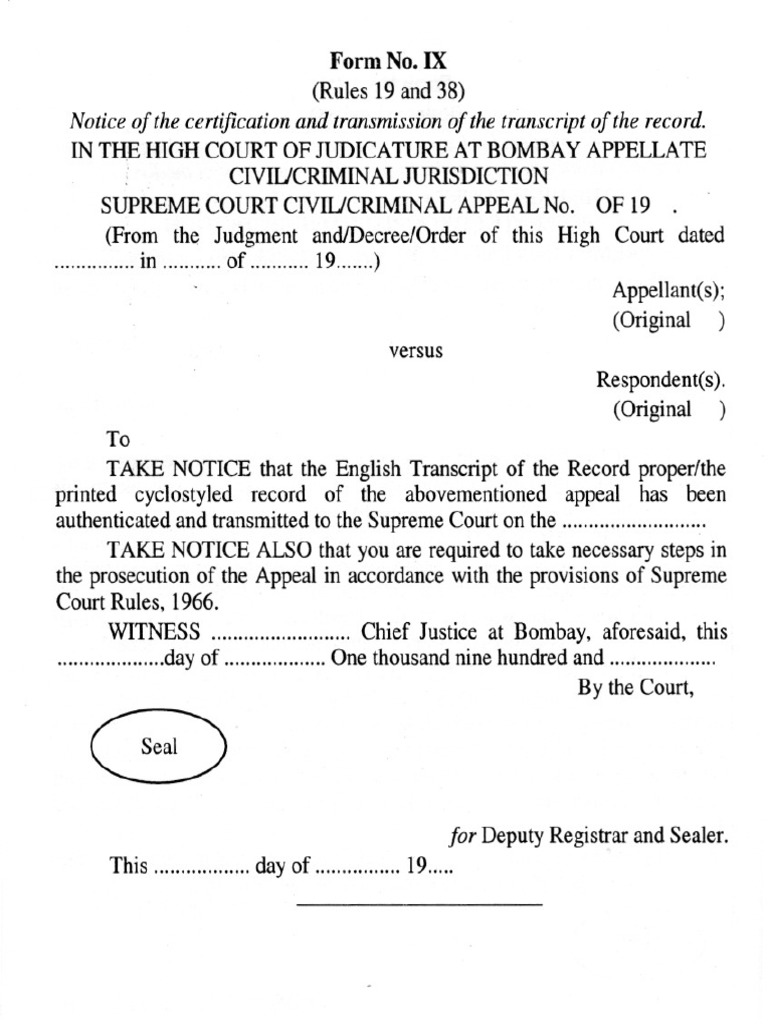 High Court Transcript Notification | PDF