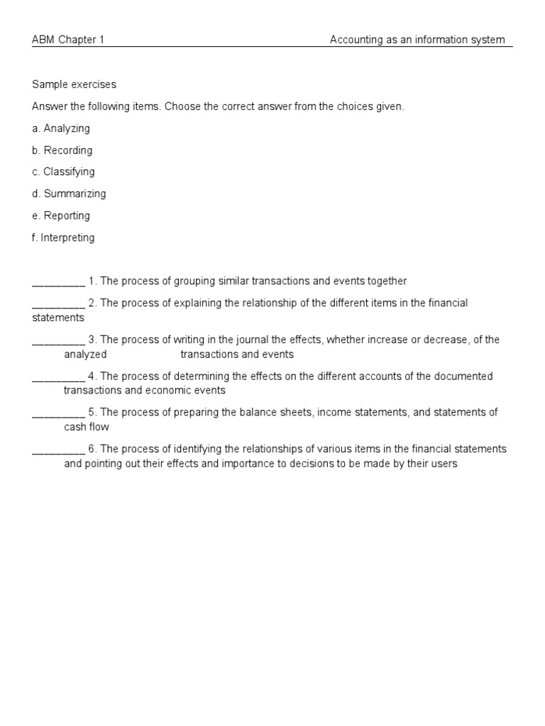 ABM Chapter 1 - Accounting As An Information System | PDF