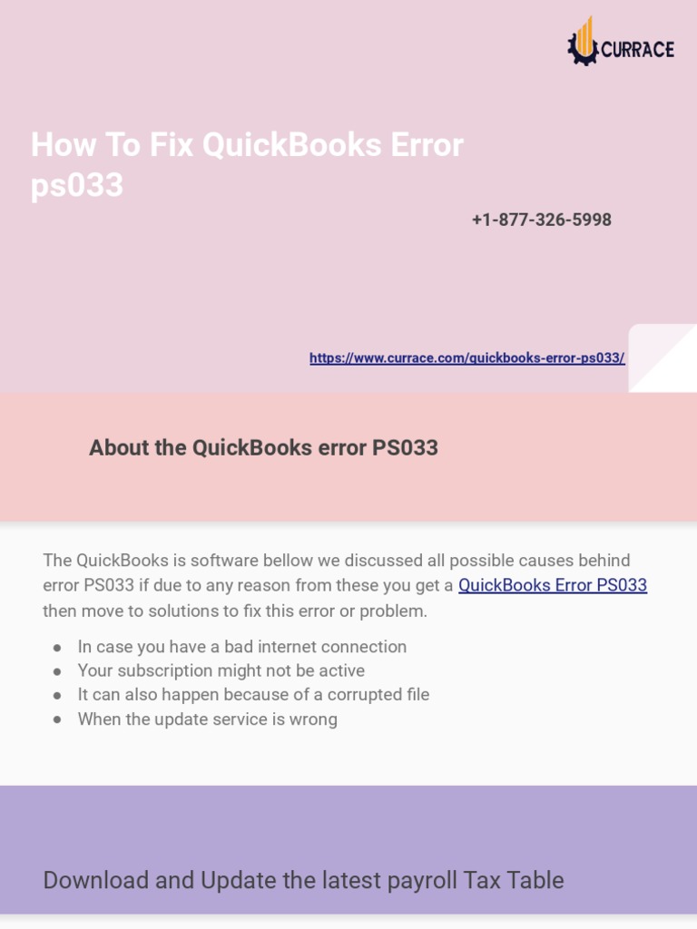How To Fix QuickBooks Error Ps033 PPT 12 Aug | PDF