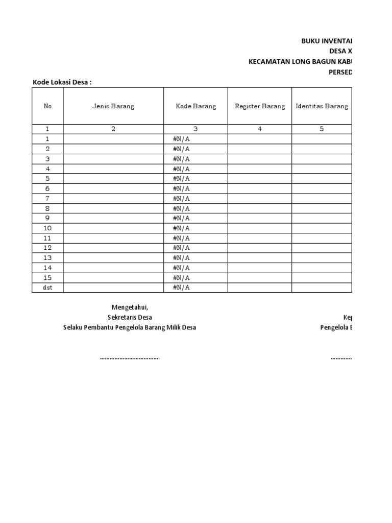 Buku Inventaris Aset Desa | PDF