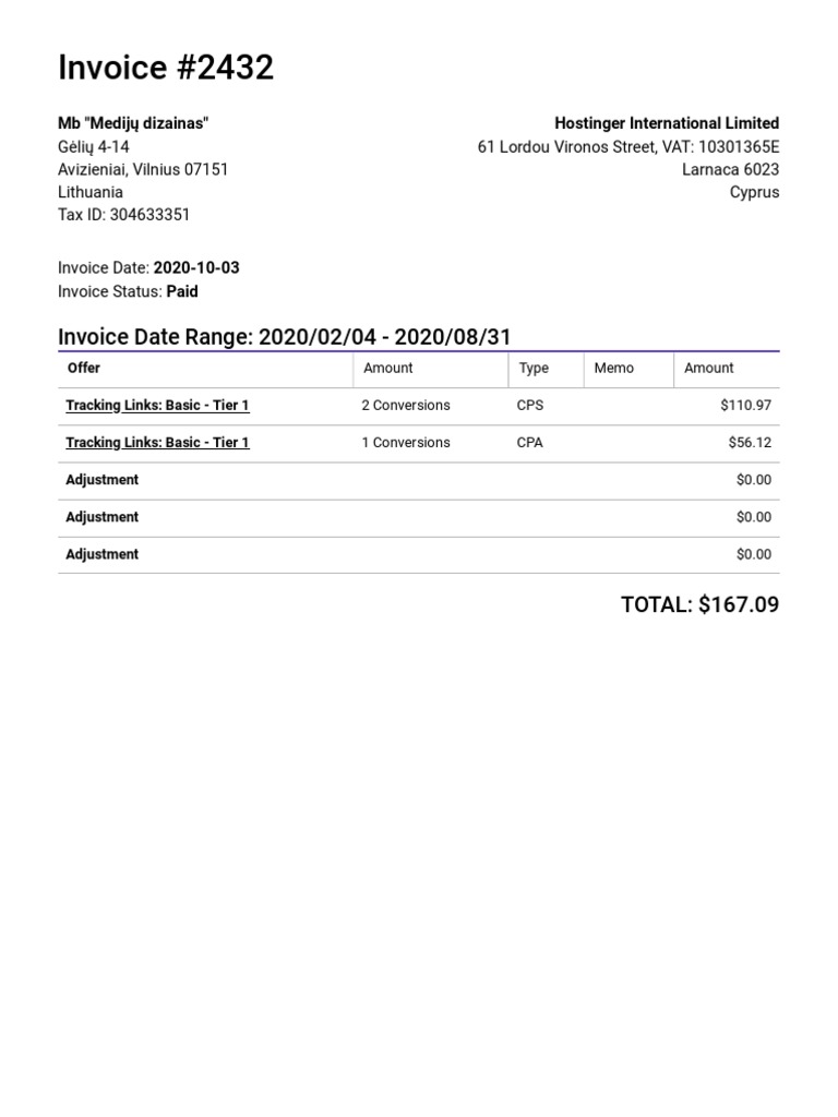 Hostinger International - Invoice | PDF