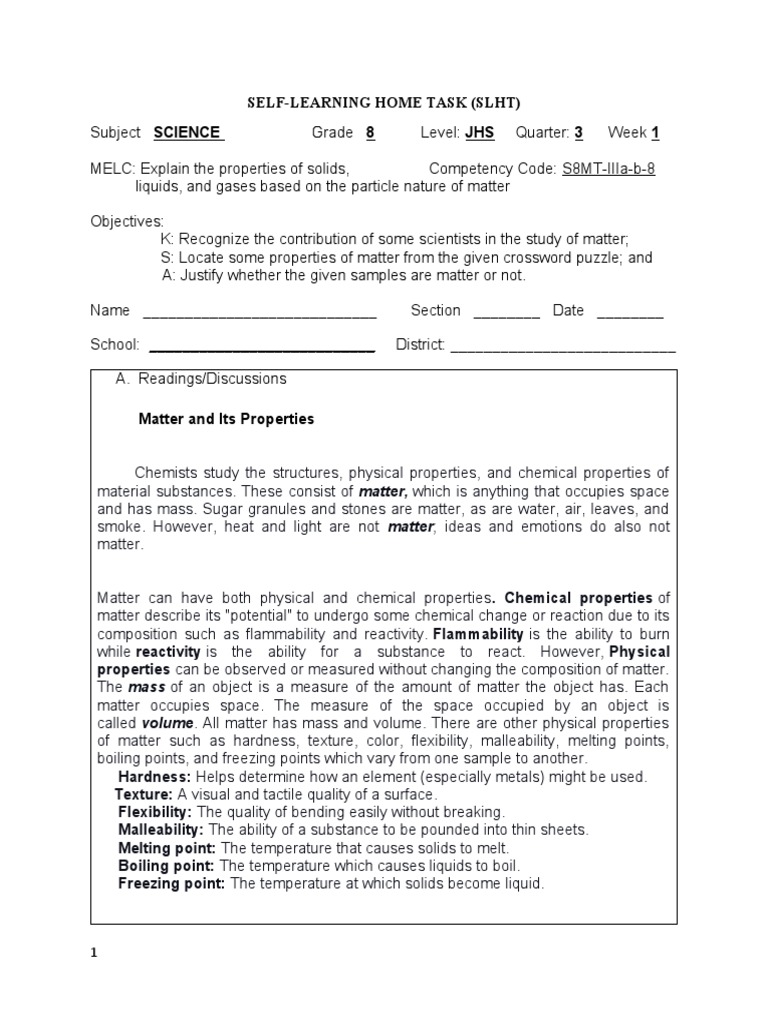 Self-Learning Home Task (SLHT) | PDF | Language Arts & Discipline