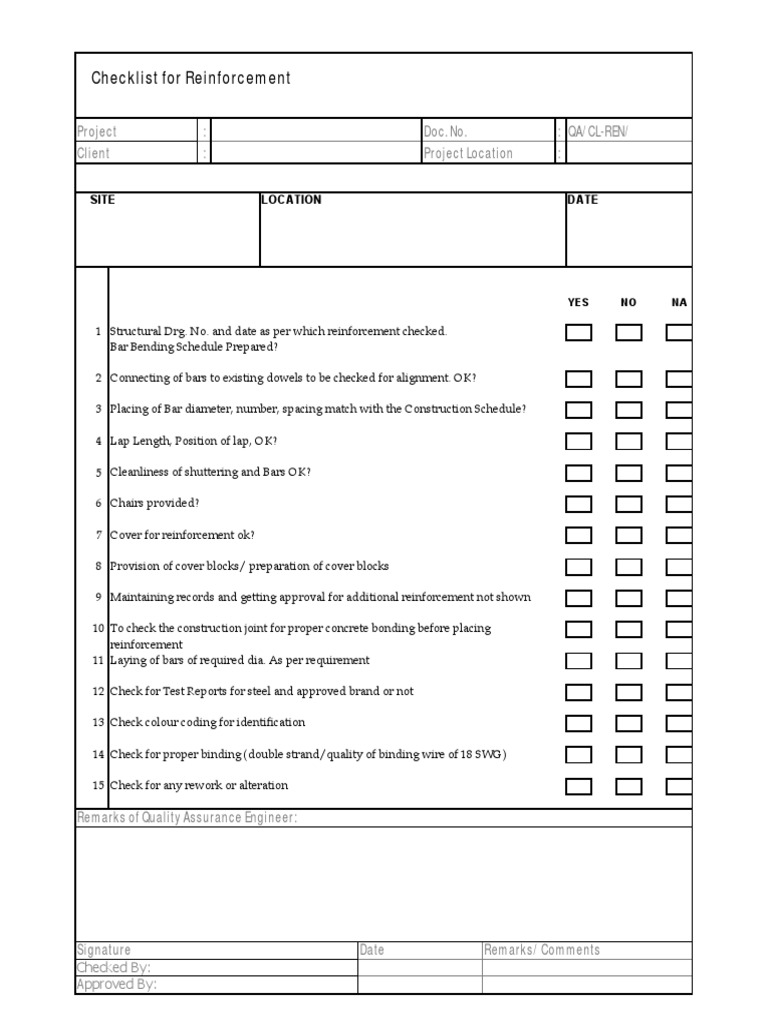 Reinforcement Checklist | PDF
