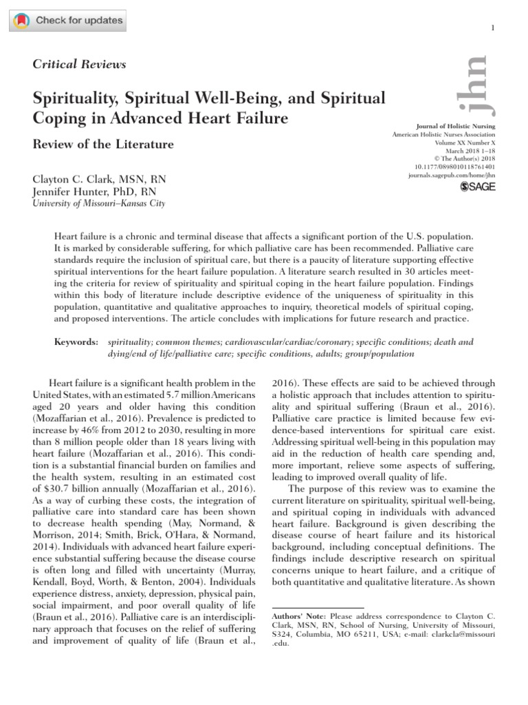 Spirituality, Spiritual Well-Being, and Spiritual Coping in Advanced ...