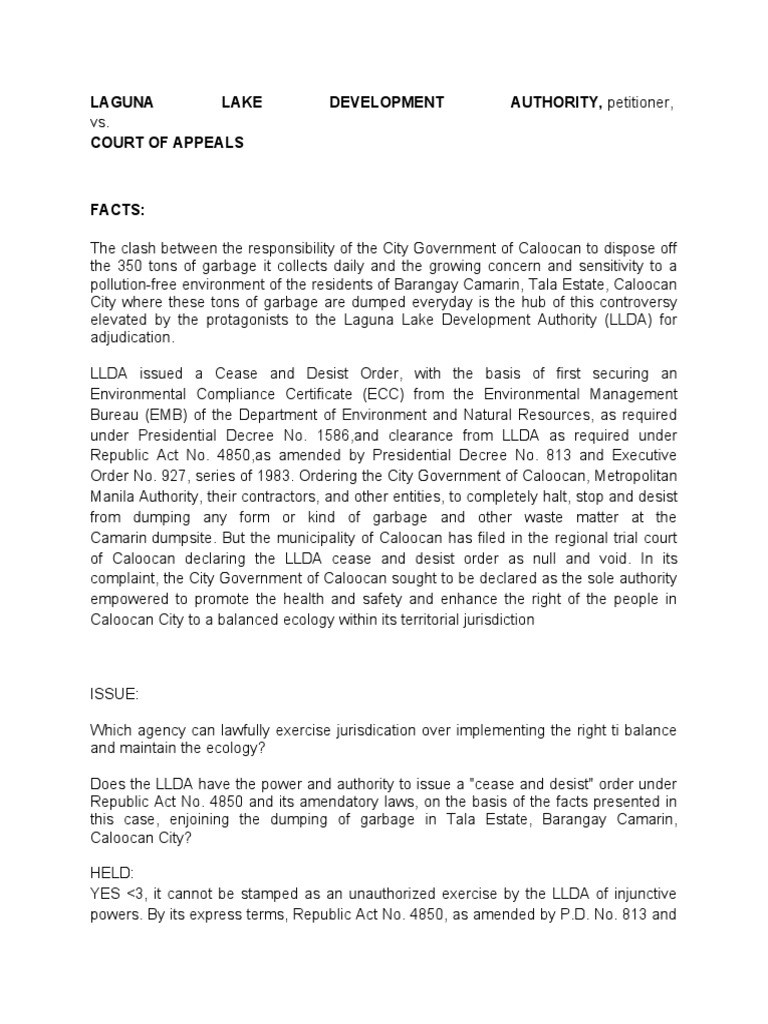 Laguna Lake Development Authority | PDF | Jurisdiction | Judiciaries