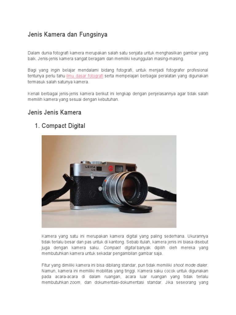 Jenis Kamera Dan Fungsinya | PDF