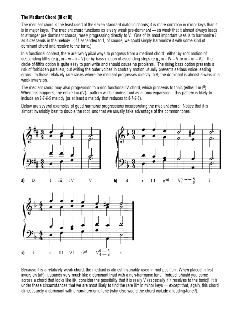 The Mediant Chord (Iii or III) | PDF | Chord (Music) | Musical Scales