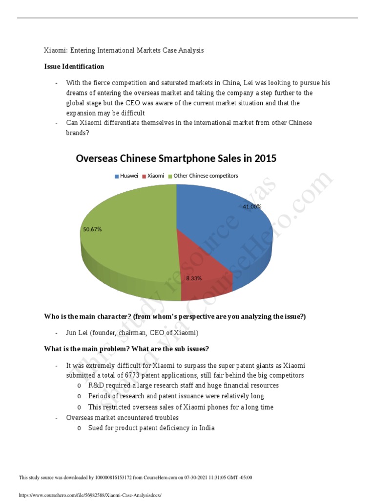 Xiaomi Case Analysis | PDF | Xiaomi | Smartphone