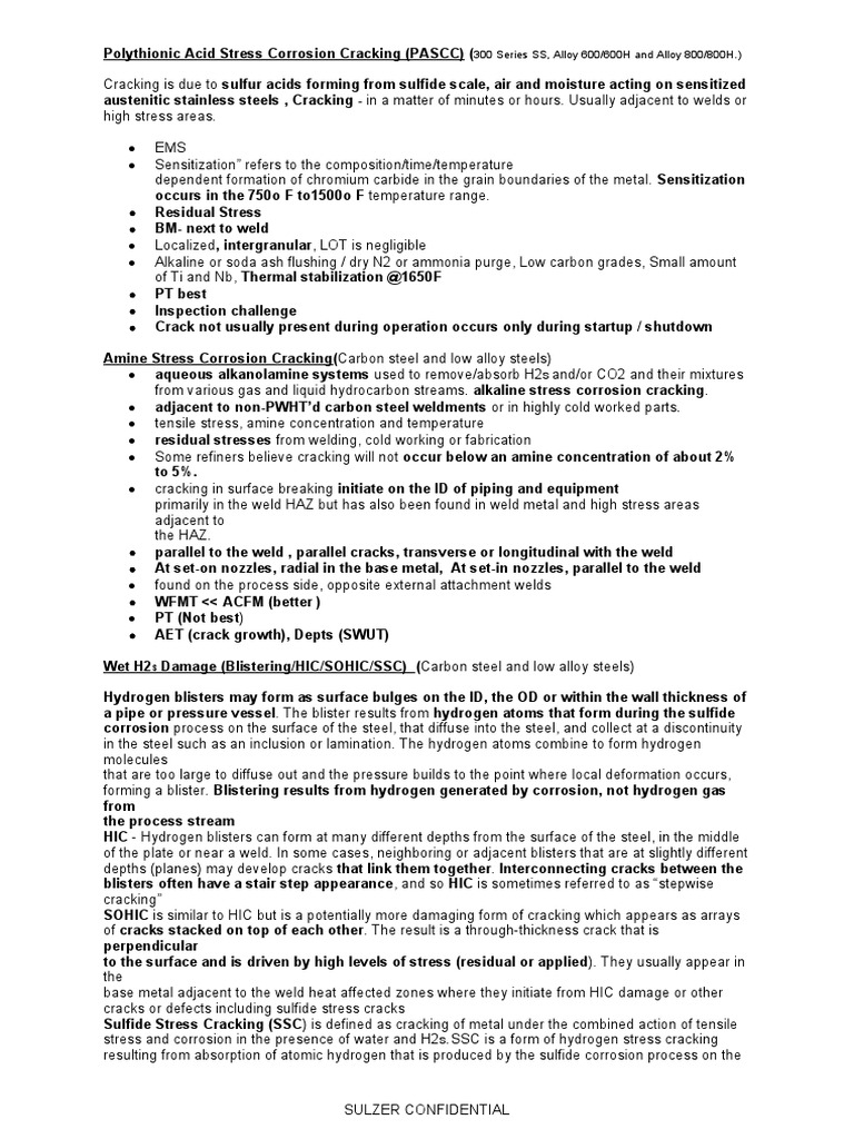 Polythionic Acid Stress Corrosion Cracking | PDF | Corrosion | Steel