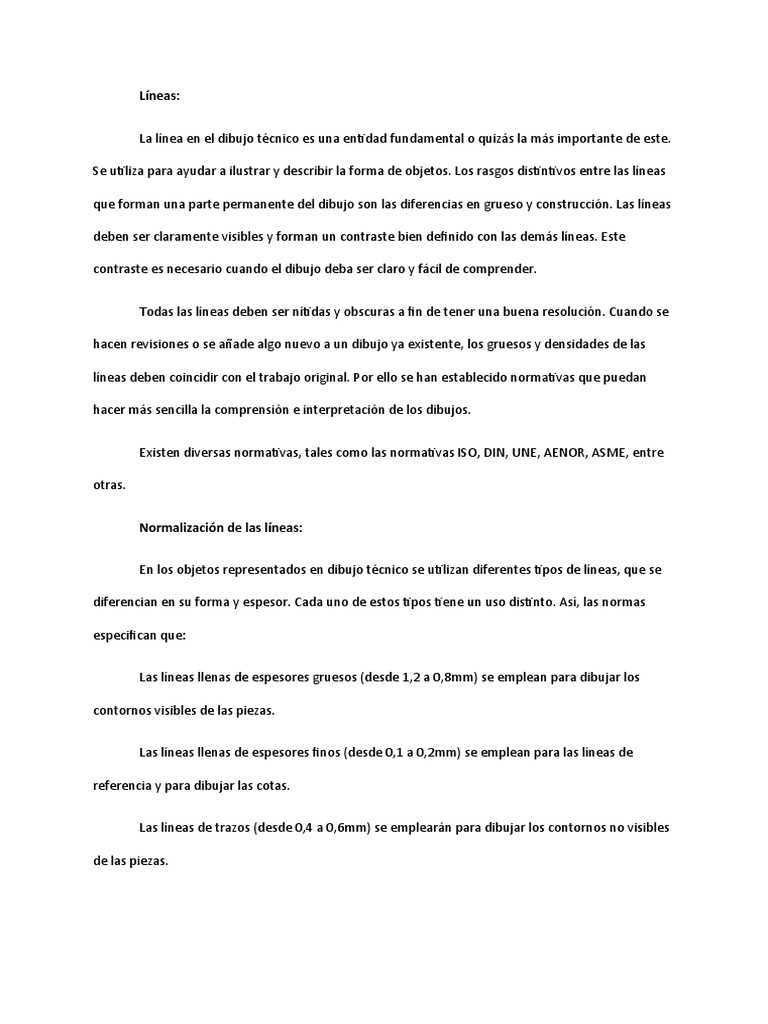Normas de Líneas en Dibujo Técnico | PDF | Dibujo técnico | Dibujo