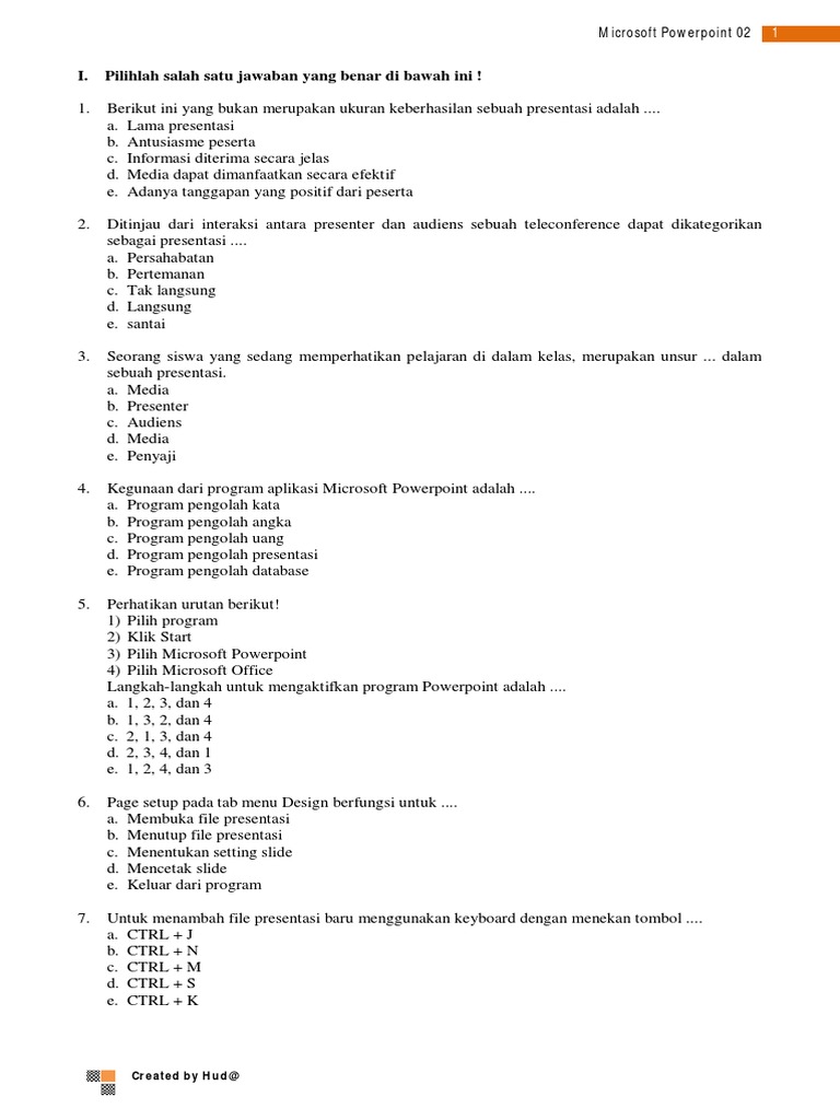 Latihan Soal Microsoft Powerpoint 02 | PDF