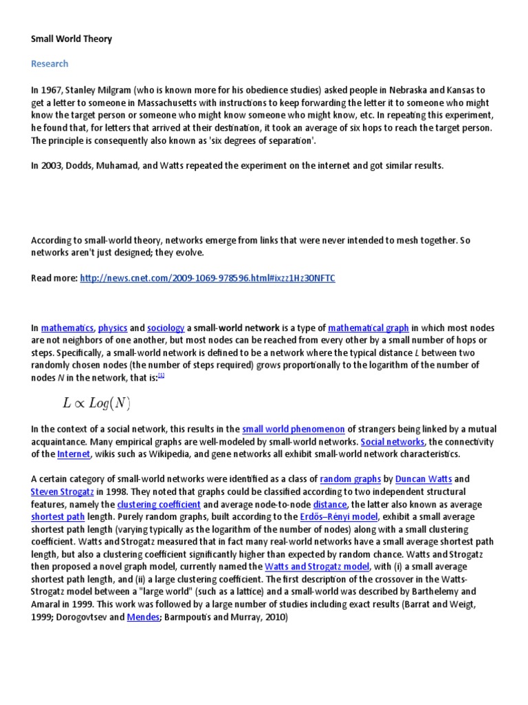 Small World Theory | PDF | Systems Theory | Systems Science
